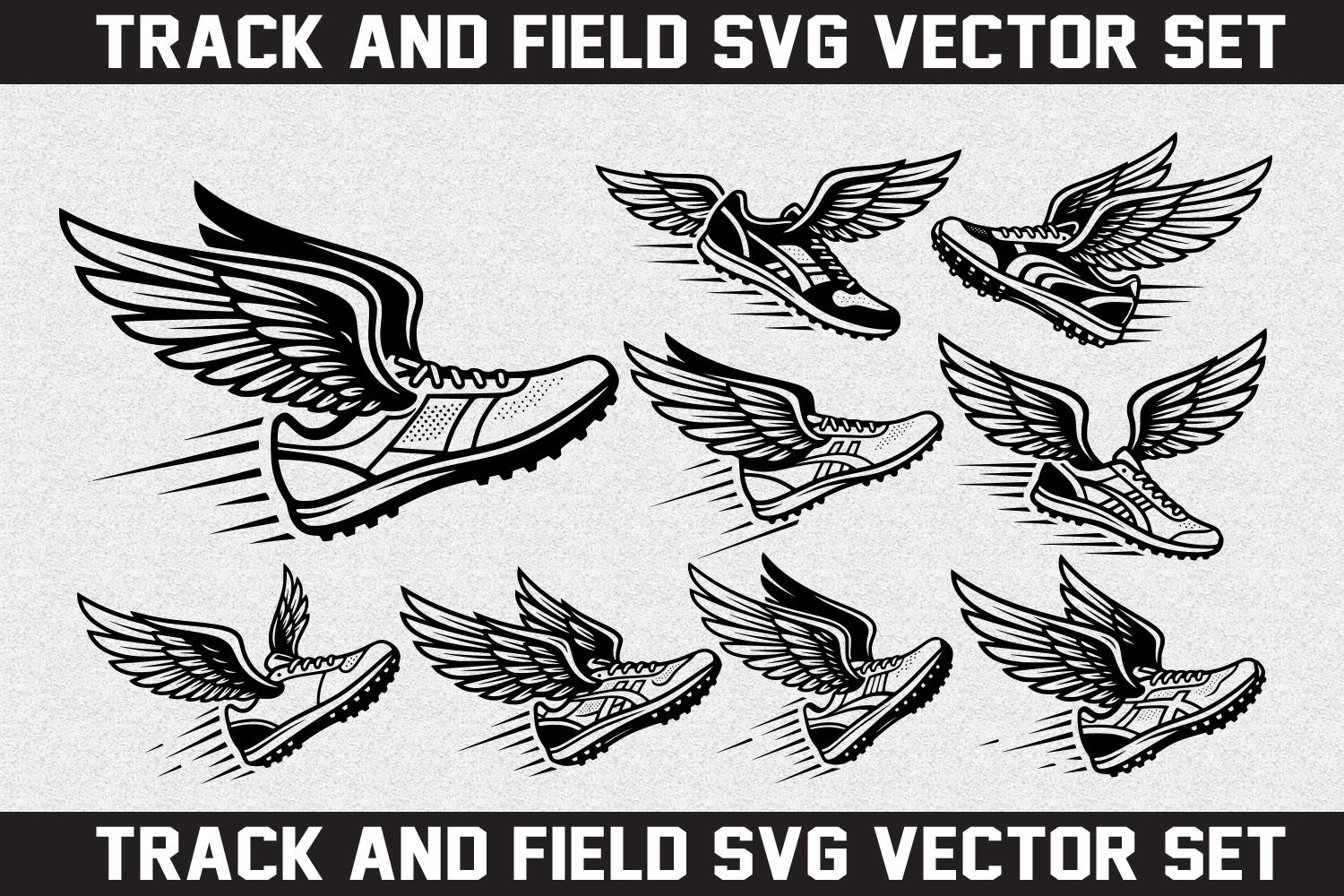 Track and Field Shoe Winged Shoe Svg Cut File Logo PNG Clipart Vector ...