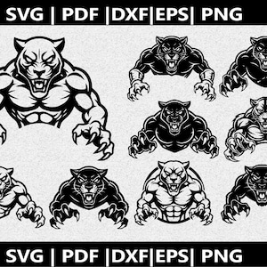 Panthers SVG, Panther Mascot PNG, Panther Team Clipart Black White ...
