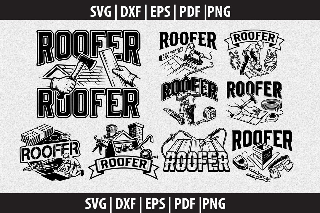 Roofer SVG Bundle | Roofing Repair Clipart, Vector Cut Files (digital ...