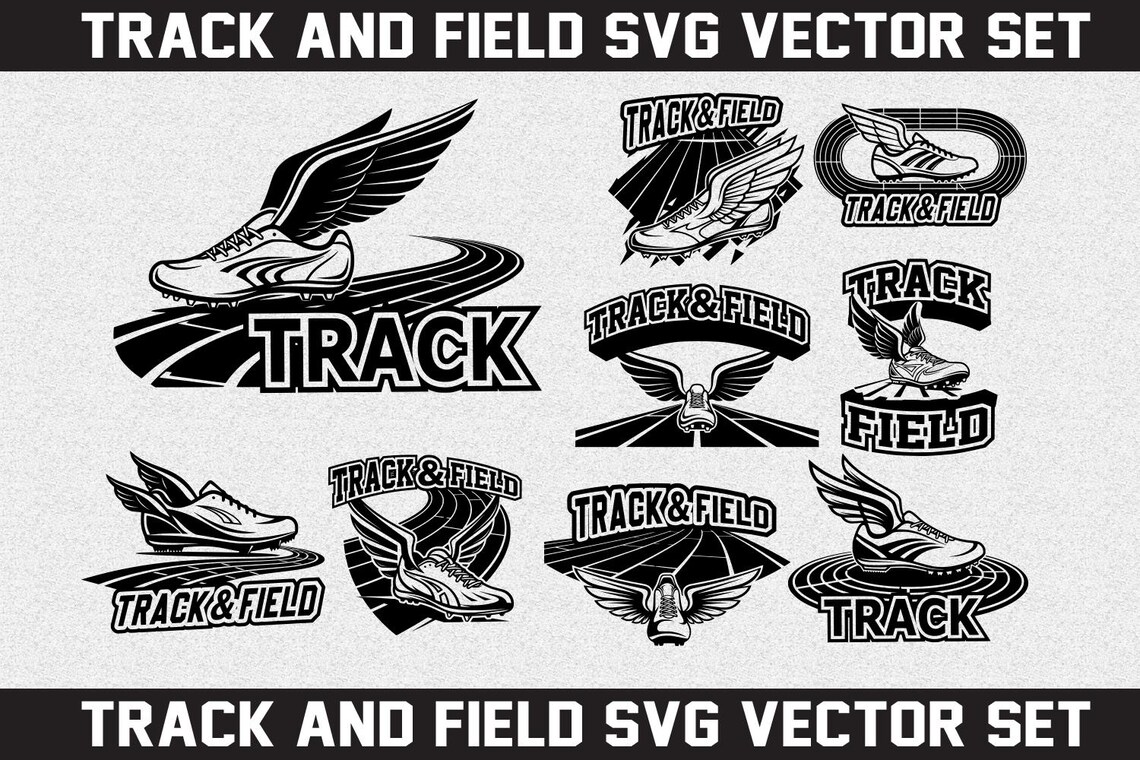 Track and Field Shoe Winged Svg Cut File Logo PNG Clipart Vector Design ...