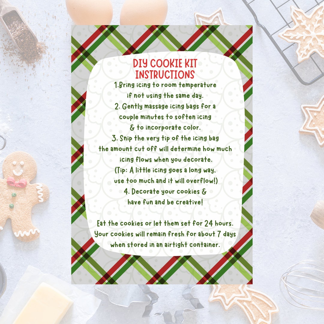 Printable DIY Cookie Kit Instructions Card for Packaging - Etsy