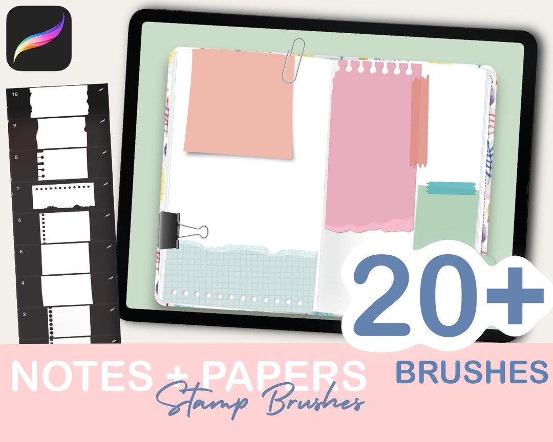 Procreate Notes and Paper Stamps | Note Stamp Silhouettes for Digital ...