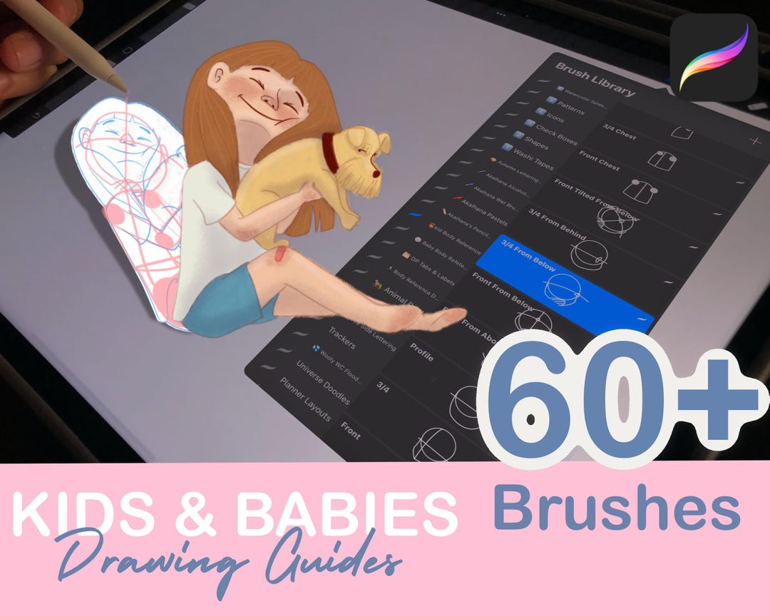 Kids and Babies Drawing Guide Procreate Brushes | Body Parts Stamp ...