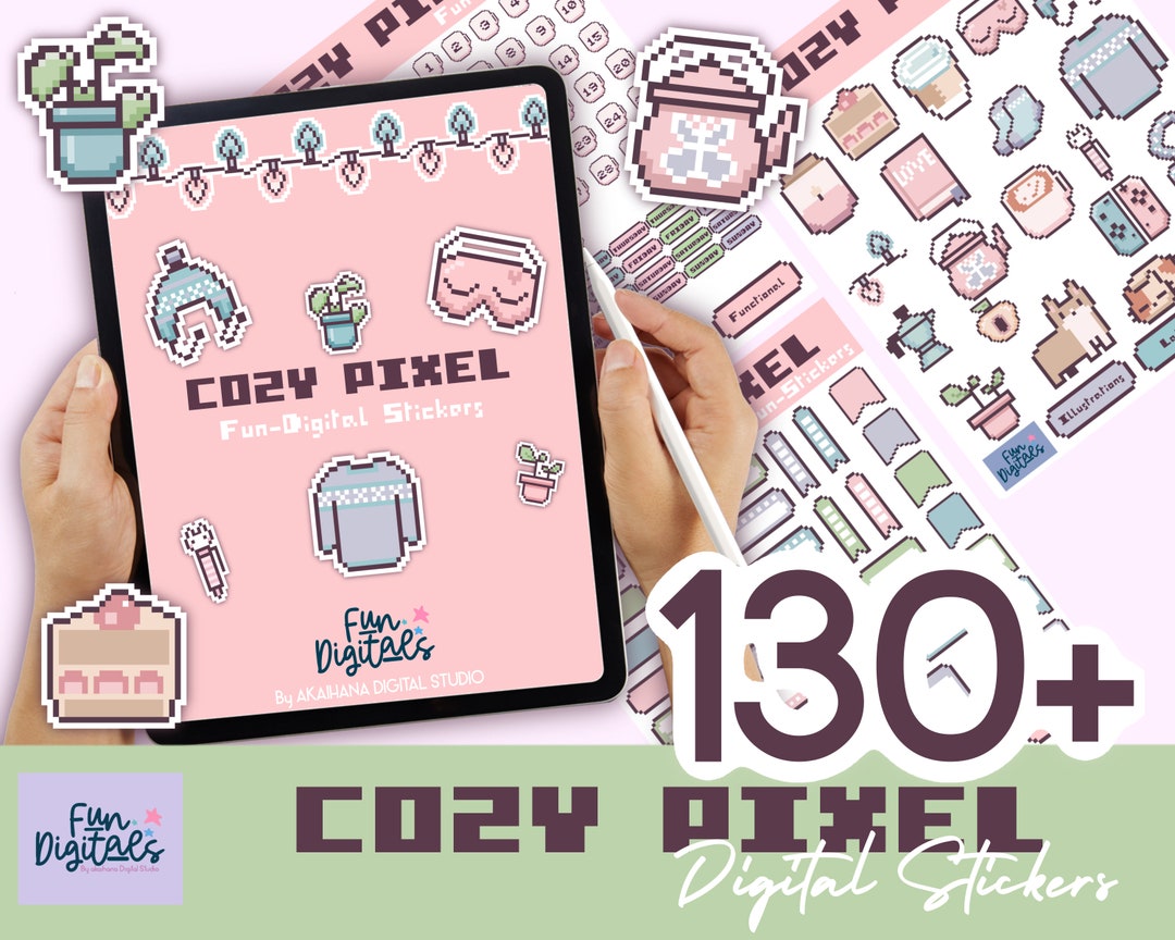 Cozy Pixel Digital Stickers | Illustrated, Labels and Functional ...