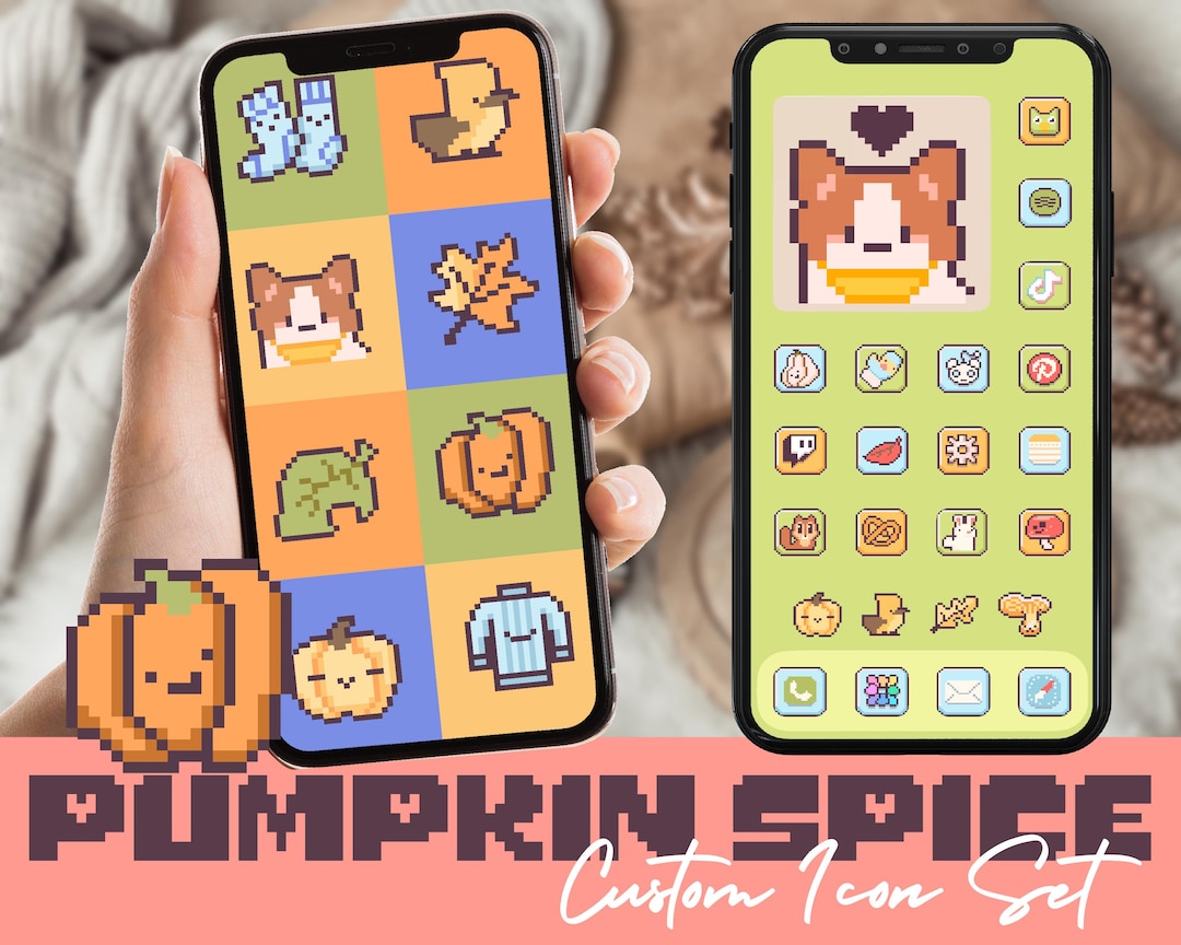 180+ Autum App Icon Set | Pumpkin Spice Custom Icon Set | Pixel Art ...