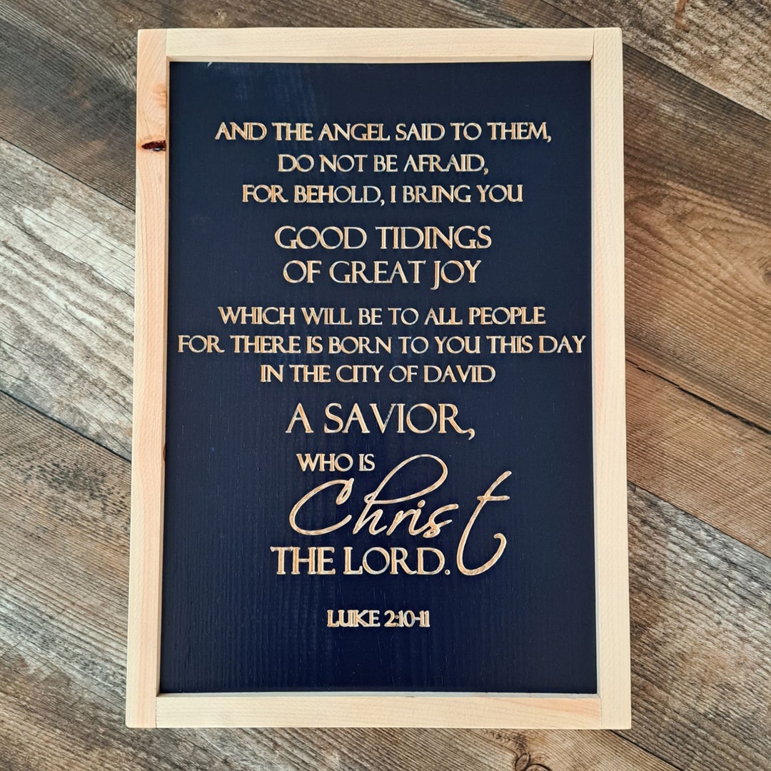 Inspirational Wood Sign, Bible Verse, Luke 2, 10-11, Christmas Sign ...