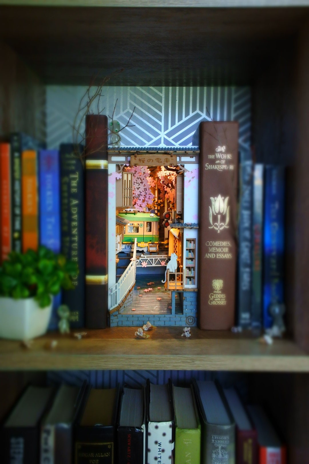 Assembled Sakura Densya Book Nook Diorama Ready to Display Right Out ...