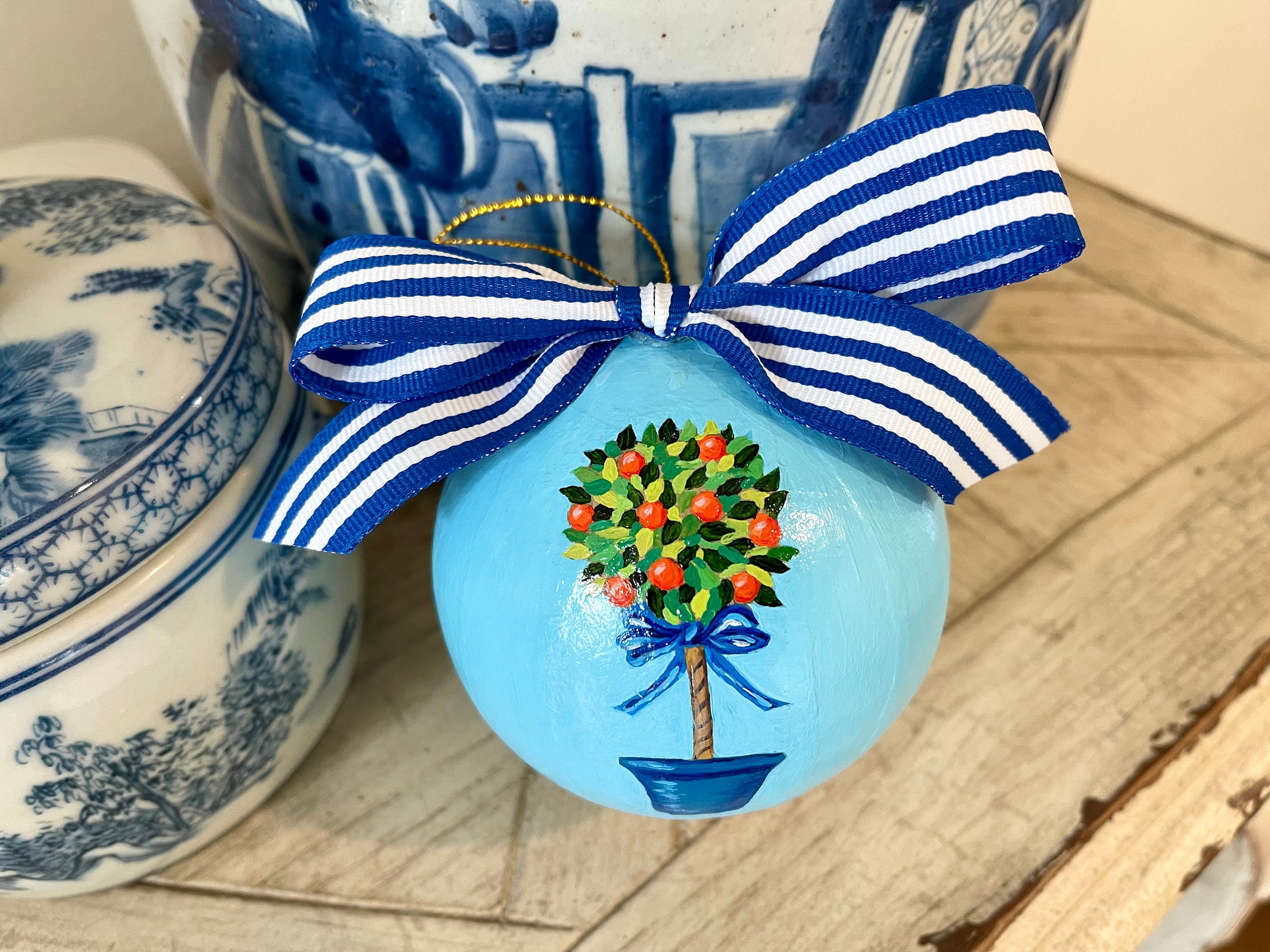 Hand Painted Topiary Ornament - Etsy