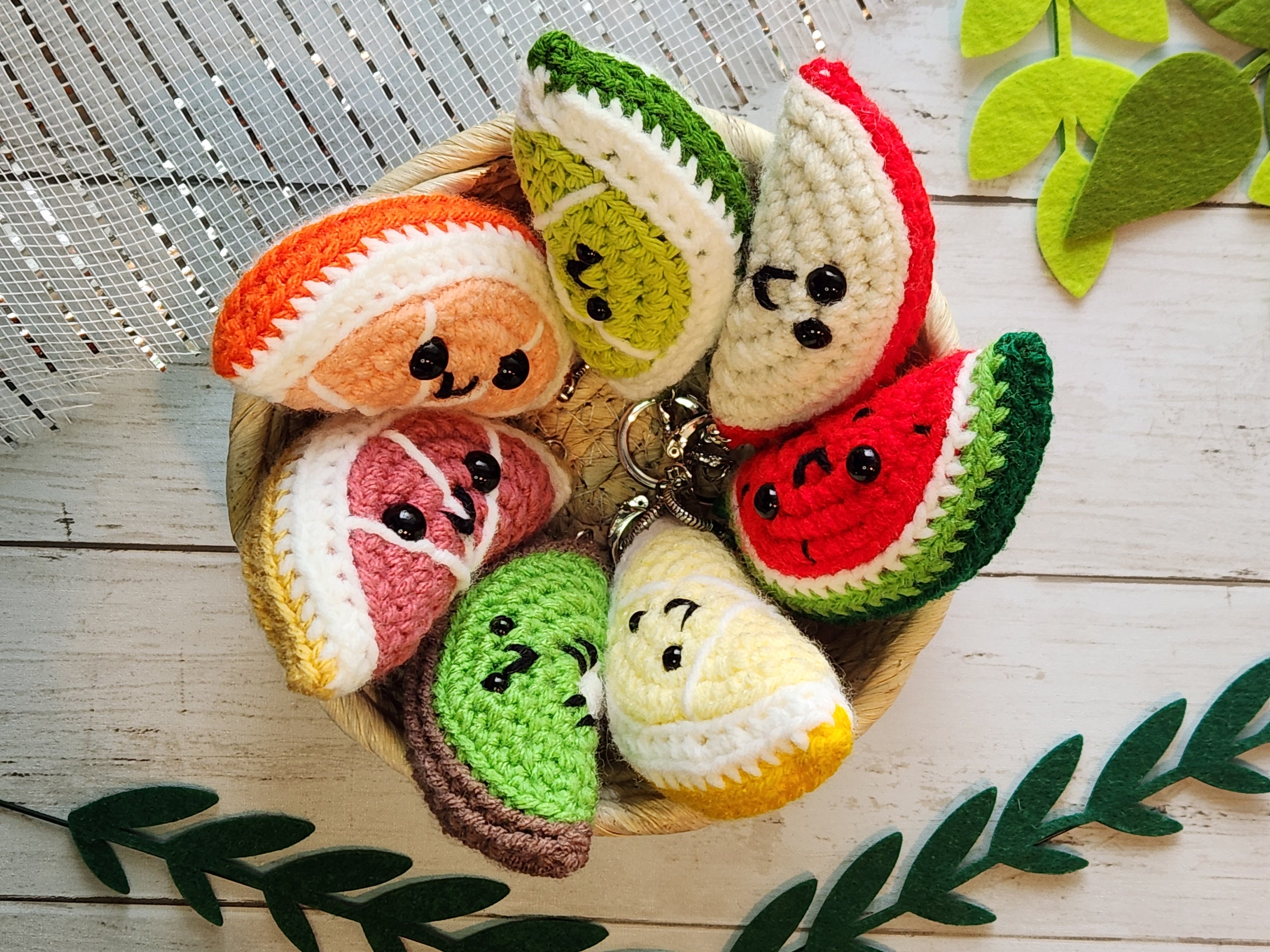 Kiwi Fruit Keychain Charm , Cute Plush Crochet Keychain, Bag ...