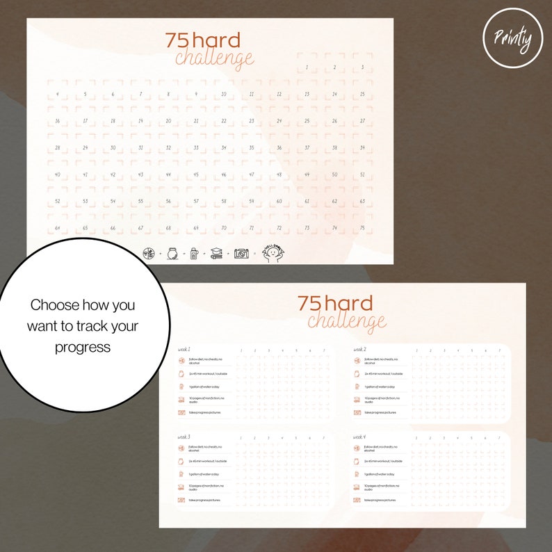 75 Hard Challenge Printable / Goodnotes Checklists Body - Etsy
