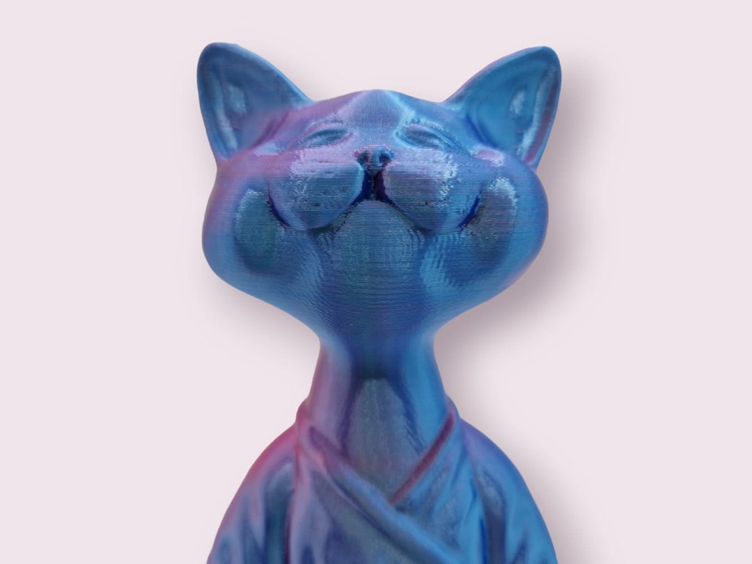 3D Printed Color Changing Cat in Meditation Pose - Etsy
