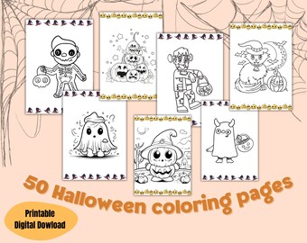 Kids Halloween Coloring Pages - Etsy