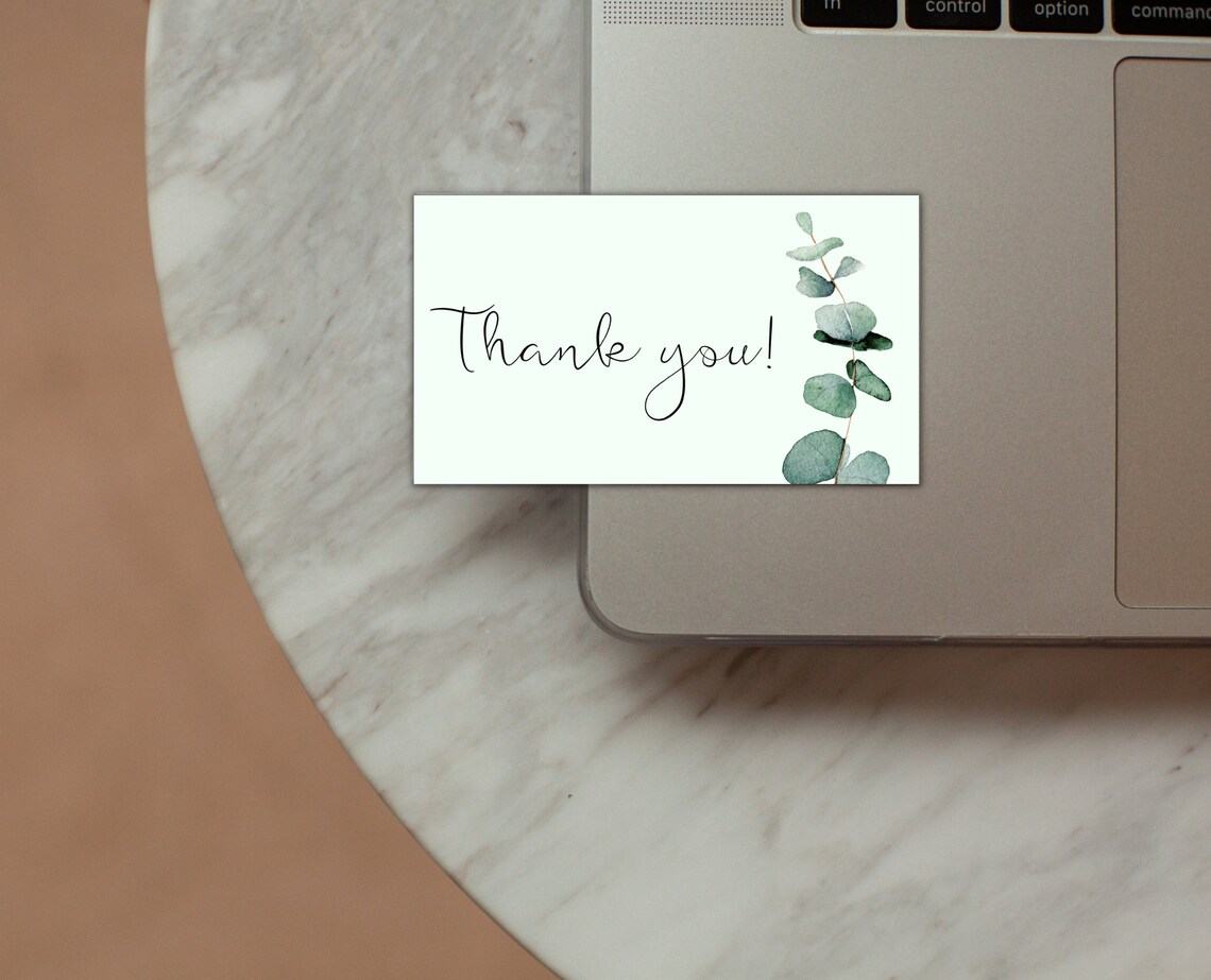 Printable Thank You Cards Business Cards Leaves Theme Digital Instant ...