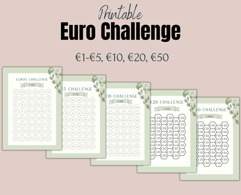 Printable Euro Challenges | Money Savings Challenge | Savings Tracker ...