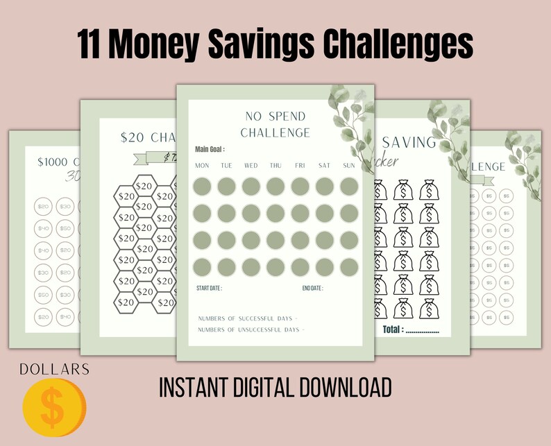 Money Savings Challenge Printable Dollars Savings Tracker - Etsy