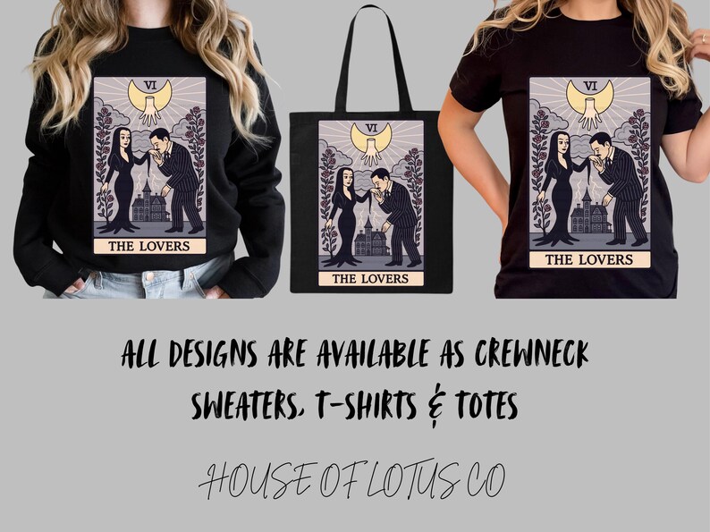 Tarot Card the Lovers Tote Bag Morticia & Gomez Inspired Gothic Romance ...