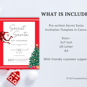 Christmas Secret Santa Invitation Template, Holiday Gift Exchange Party Invitation Canva ...
