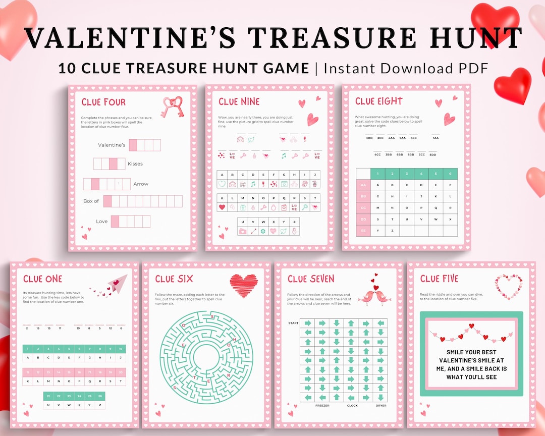 Valentines Day Treasure Hunt for Teens, Kids Activities for Valentines ...