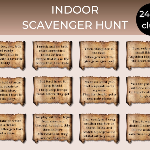 Scavenger Hunt Clues - Etsy