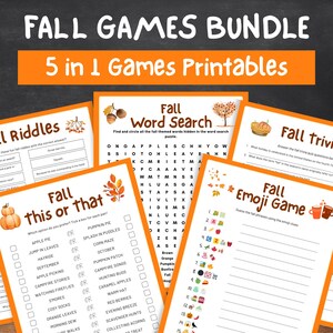 Fall Games Bundle, Autumn Party Games, Printable Games Fall, Fall Party ...
