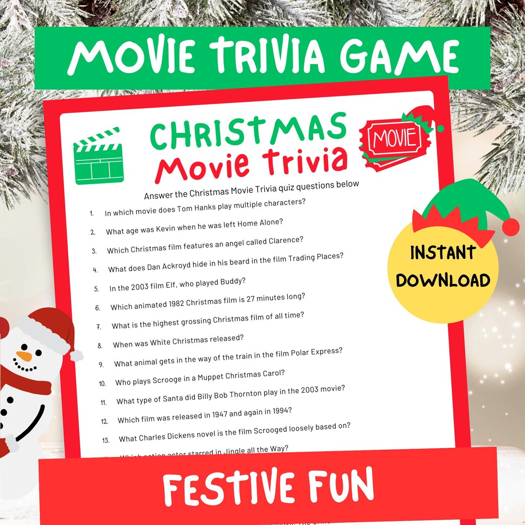 Christmas Movie Trivia Game, Christmas Party Game, Christmas Family ...
