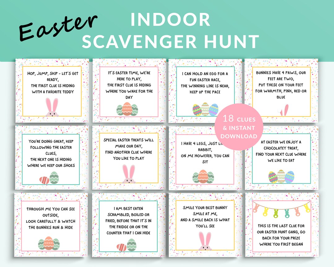 Indoor Easter Scavenger Hunt for Kids, Indoor Easter Treasure Hunt ...