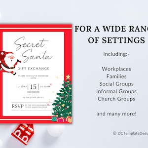 Christmas Secret Santa Invitation Template, Holiday Gift Exchange Party Invitation Canva ...