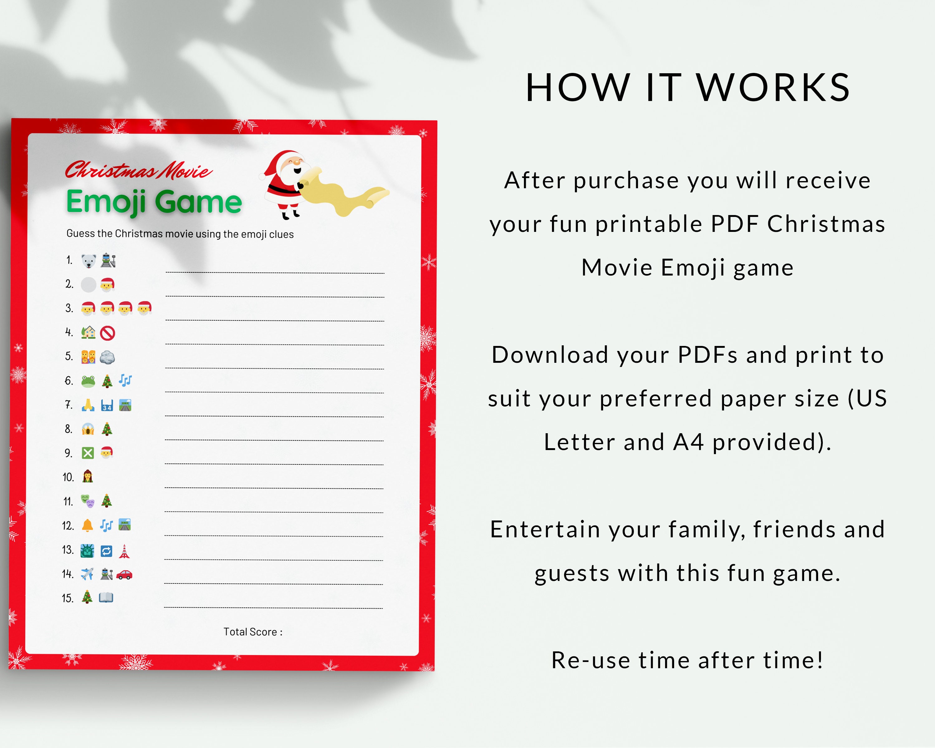 Christmas Movie Emoji Game Printable, Christmas Quiz Questions, Emoji ...