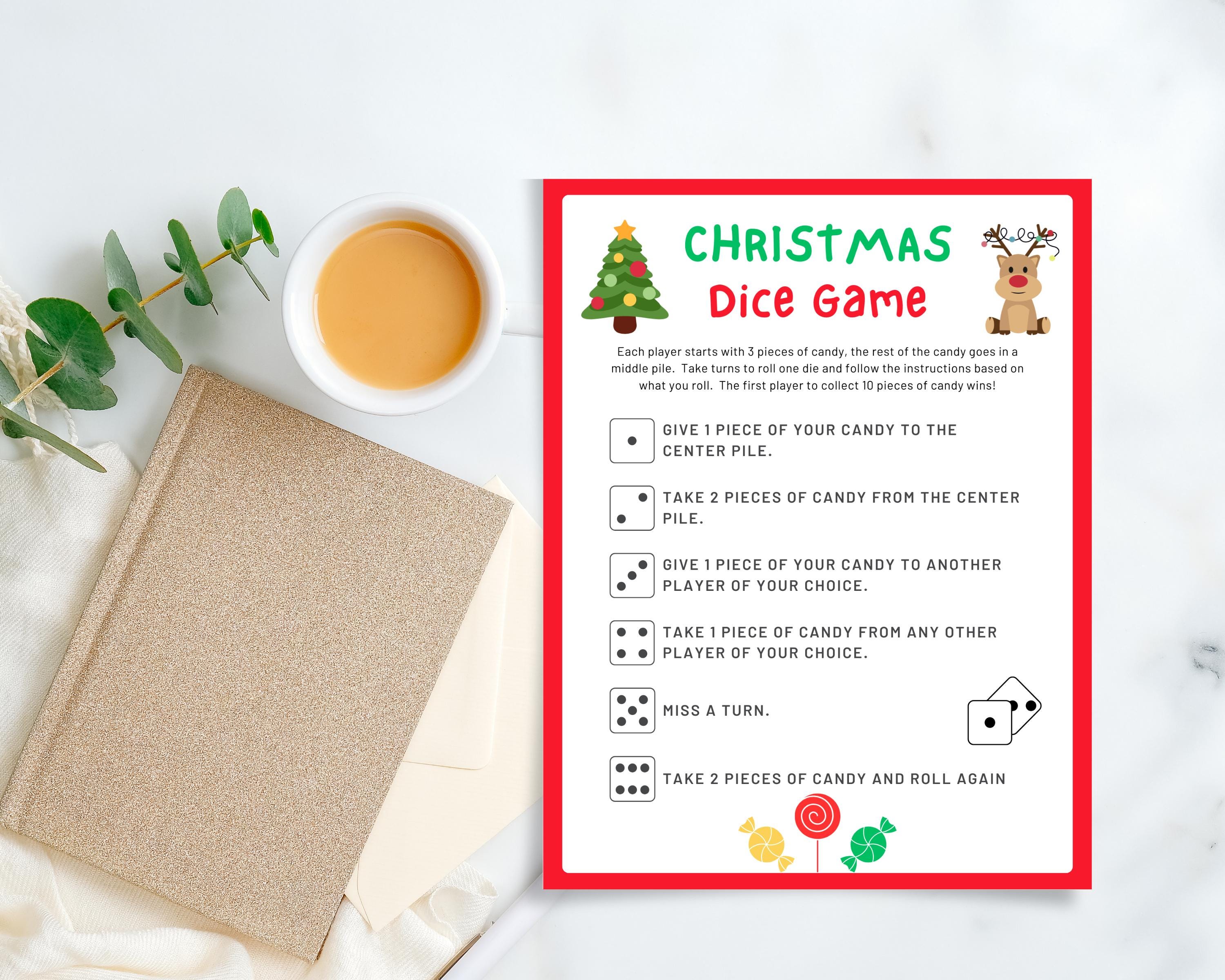 Christmas Candy Dice Game, Christmas Family Game, Christmas Printable ...