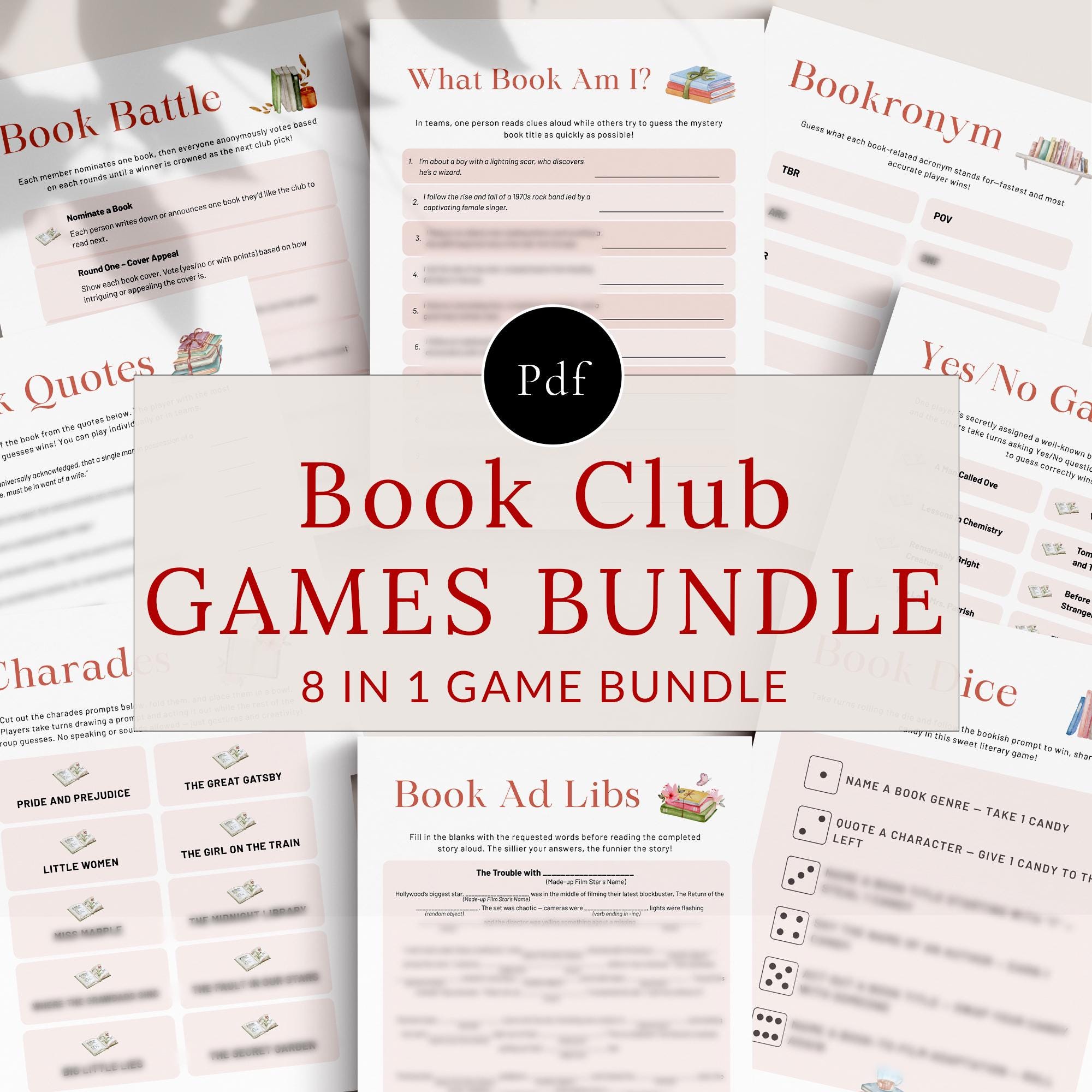 Book Club Games Printables, Book Club Party Games, Book Club Quiz ...