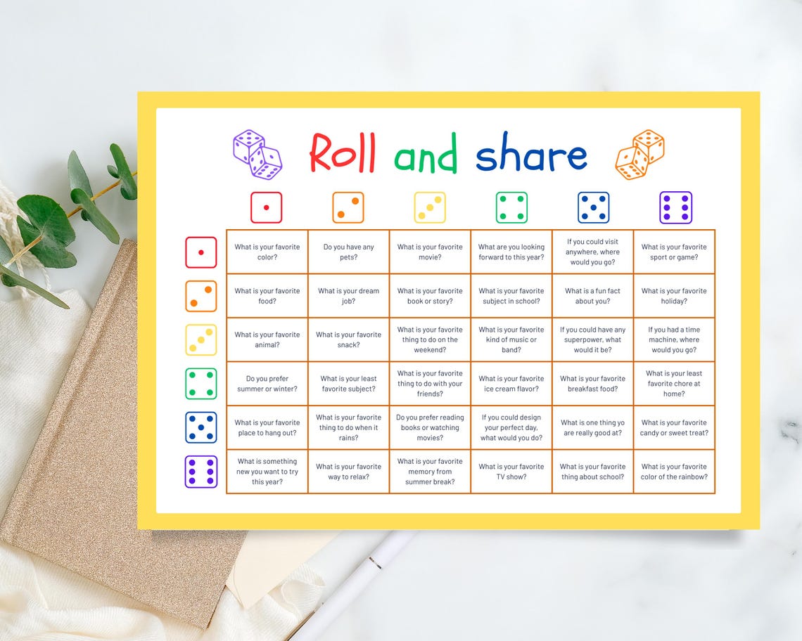 Back to School Roll and Share Game, Dicebreaker Game for Kids, Teacher ...