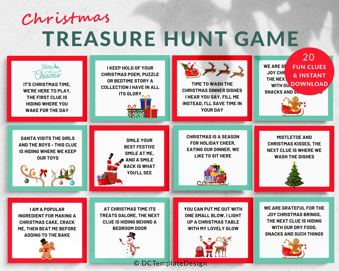 Christmas Treasure Hunt Game Printable Christmas Party Games Ideas ...