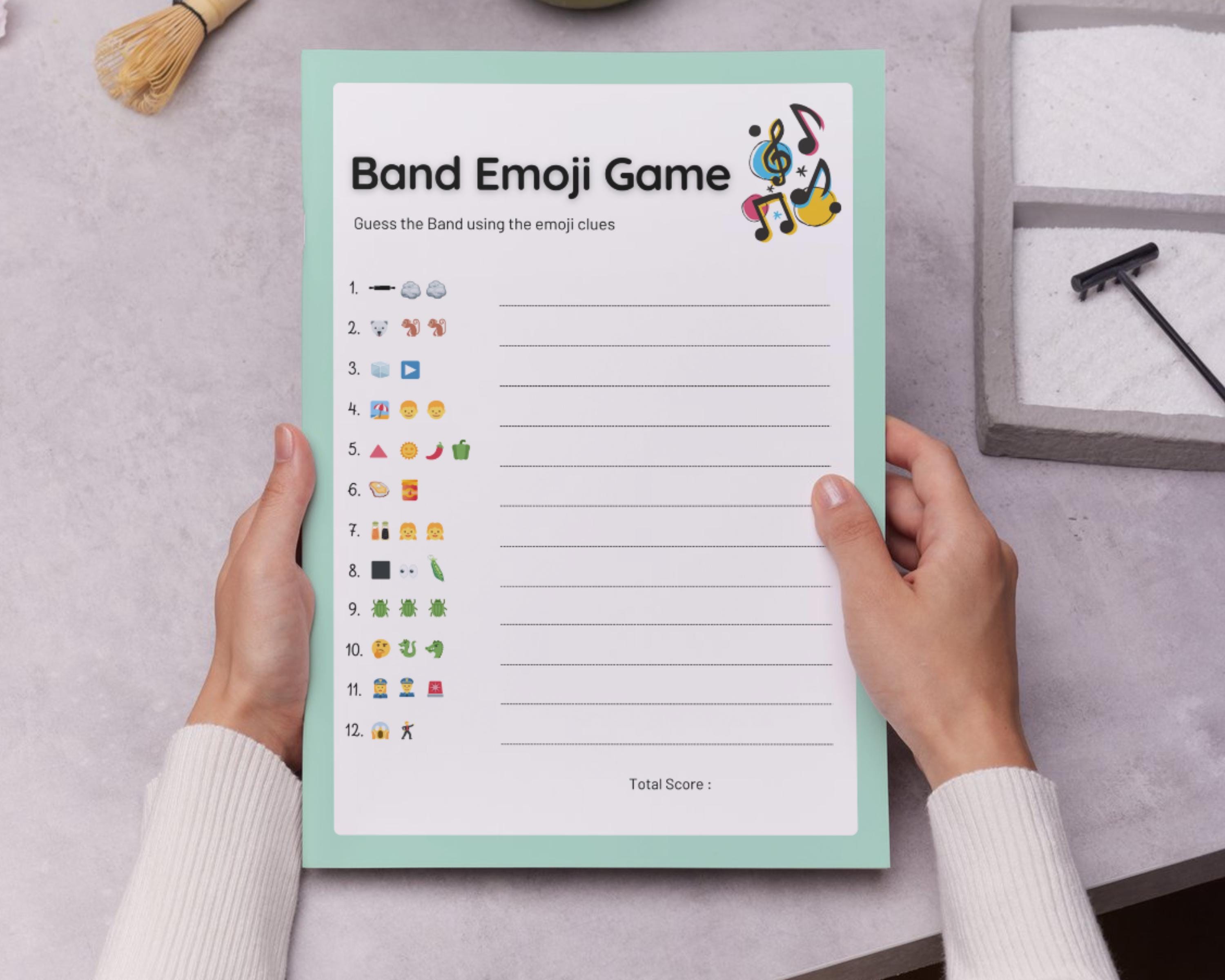 Emoji Pictionary Game, Emoji Game Guess the Band, Music Games, Work ...