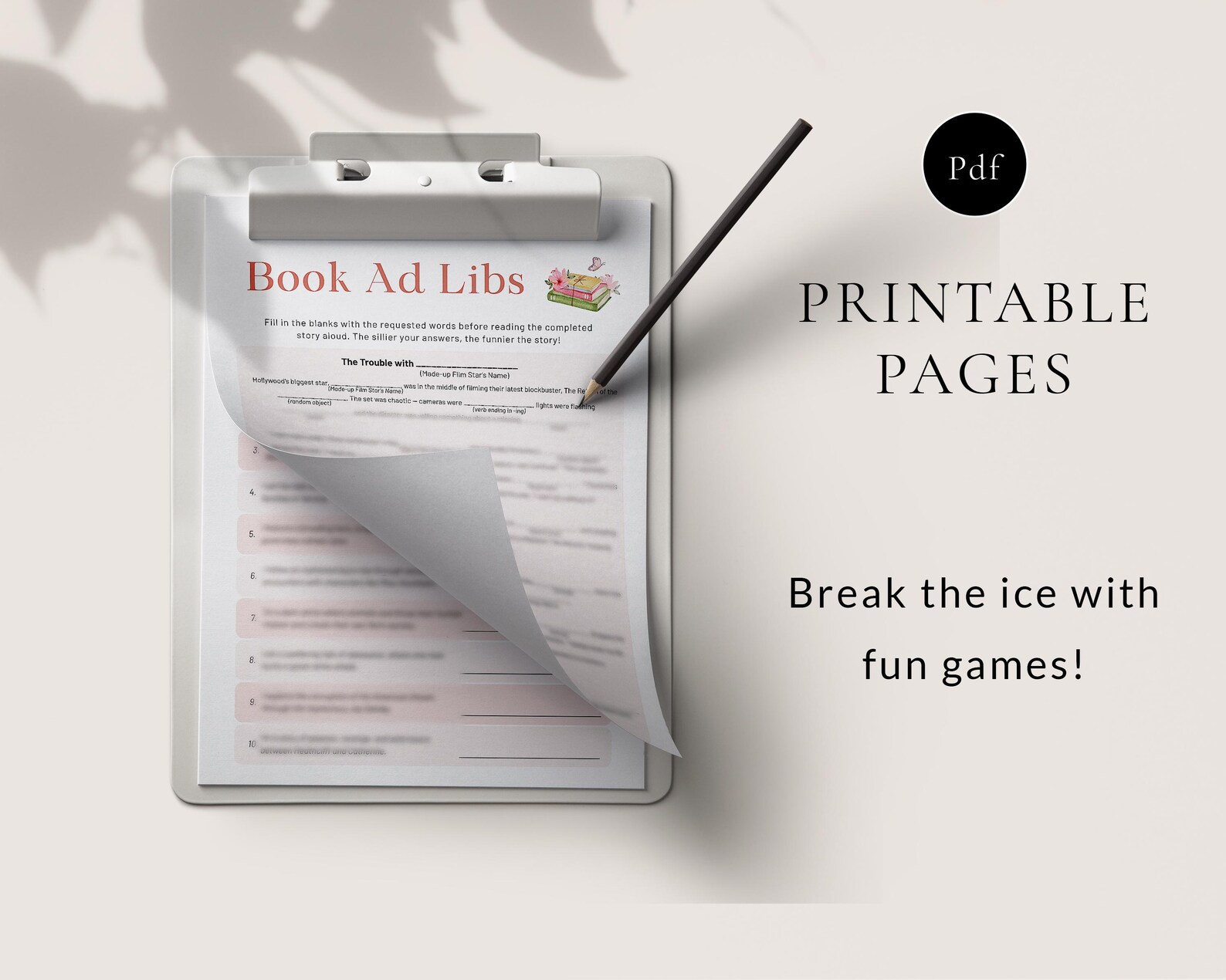 Book Club Games, Book Club Icebreaker Games, Printable Games for Book ...