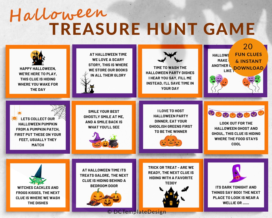 Halloween Treasure Hunt Game Printable, Halloween Party Games Ideas ...