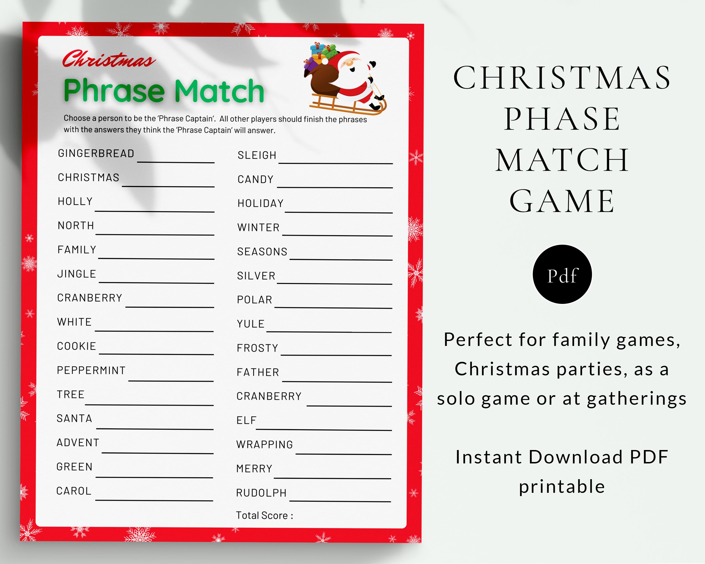 Christmas Game Printable, Christmas Family Activities, Christmas Party ...
