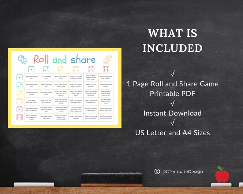 Roll and Tell Game, Dicebreaker for Kids, Back to School Icebreaker ...