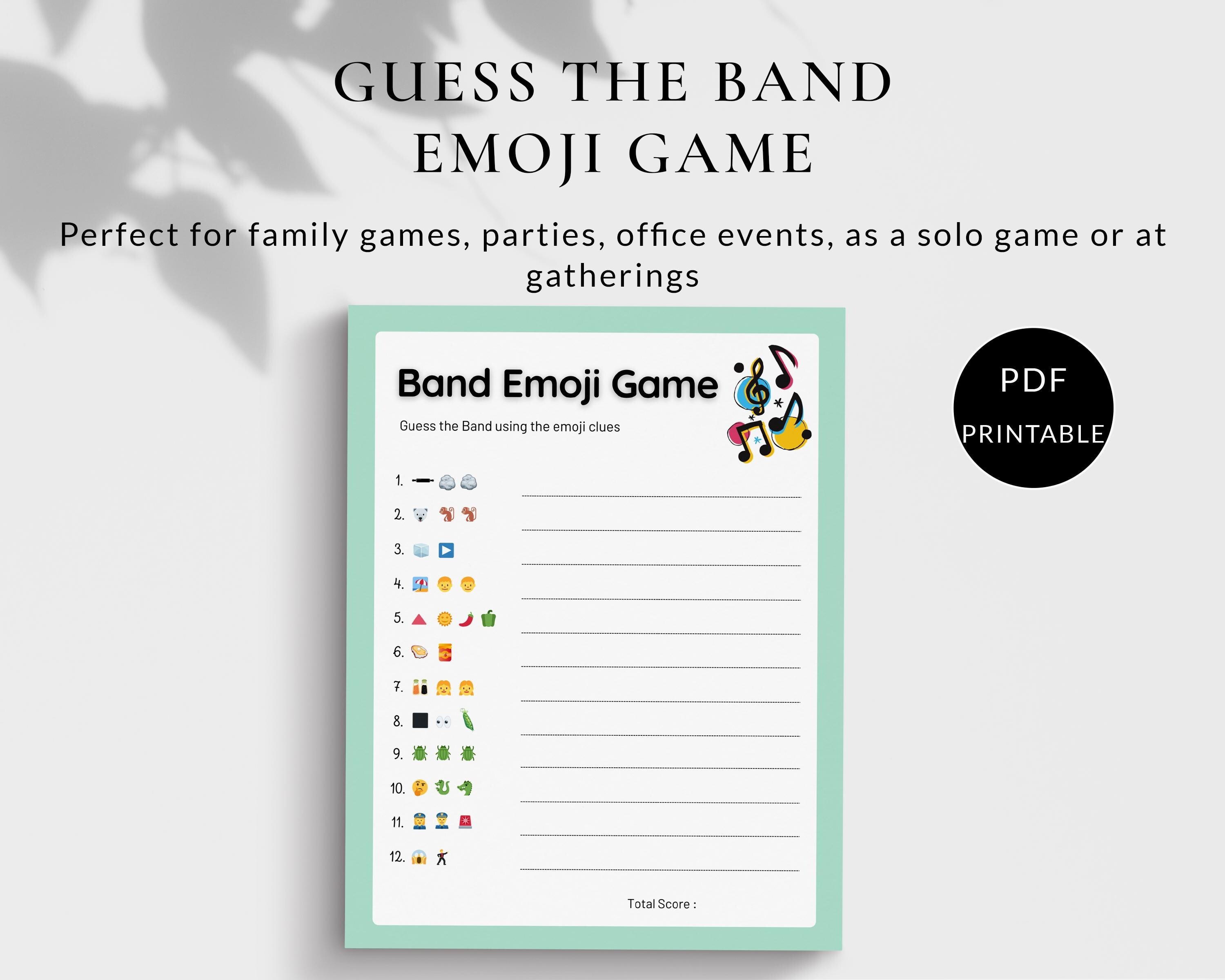 Emoji Pictionary Game, Emoji Game Guess the Band, Music Games, Work ...