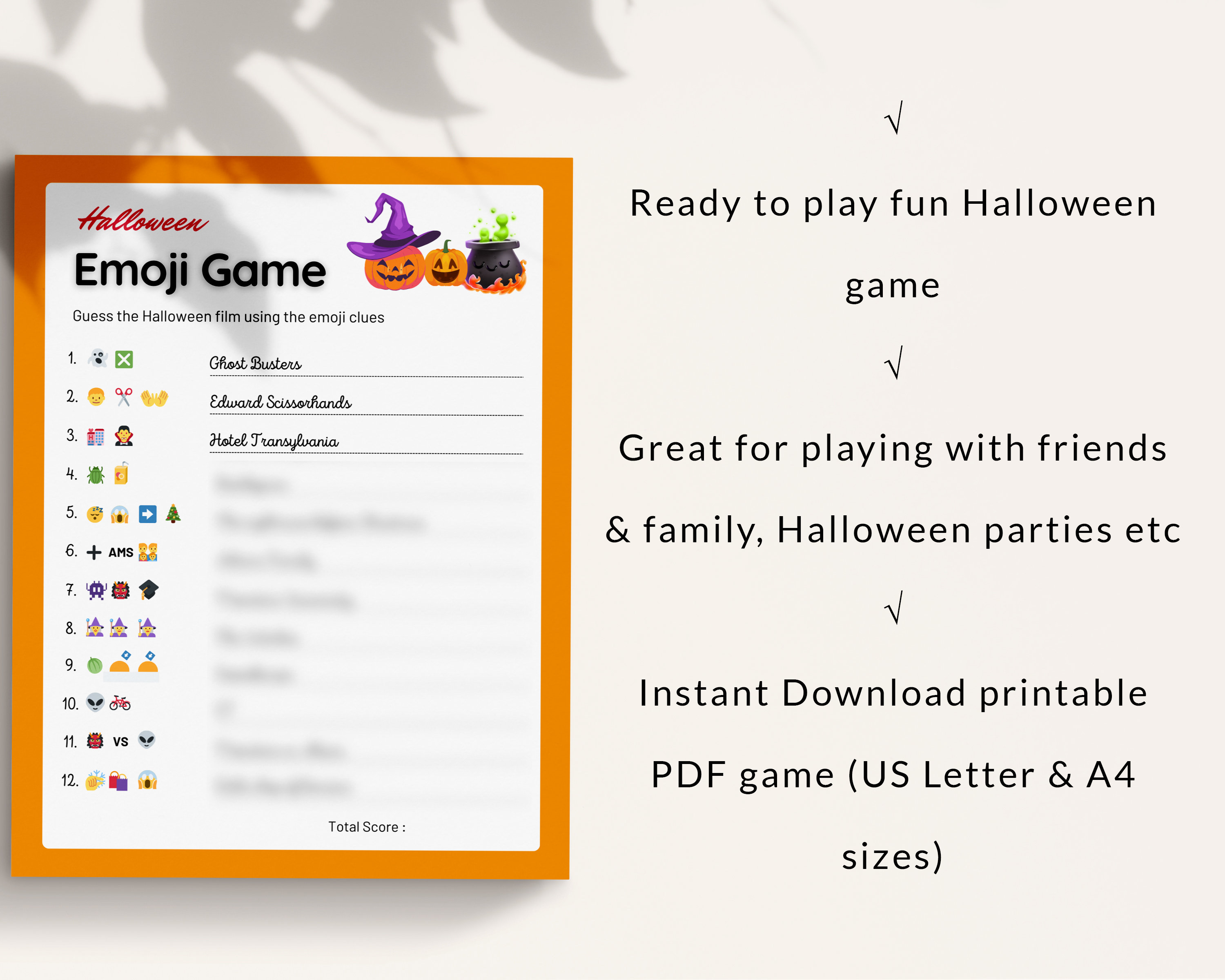 Halloween Emoji Game Sheet, Halloween Movie Quiz, Halloween Games for ...