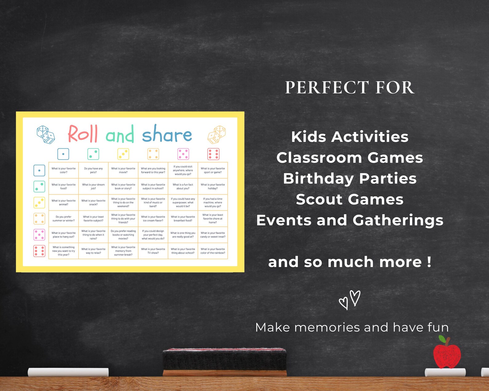 Roll and Tell Game, Dicebreaker for Kids, Back to School Icebreaker ...