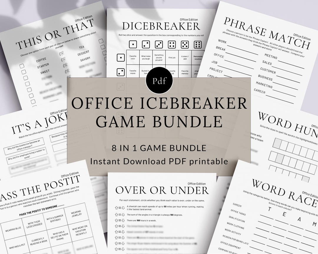 Office Icebreaker Games Bundle Printable Work Icebreaker Games Set office-icebreaker-games-bundle-printable-work-icebreaker-games-set