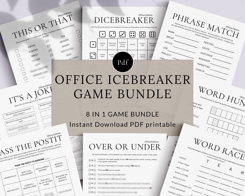 Work Icebreaker Games Bundle Printable Office Ice Breaker Games, Work ...