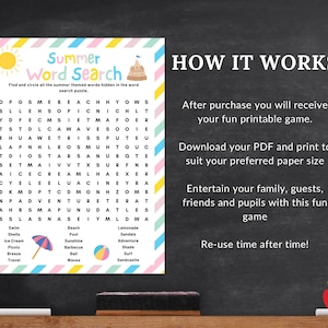 Summer Word Search for Kids, Summer Word Search Puzzle, Summer Activity ...