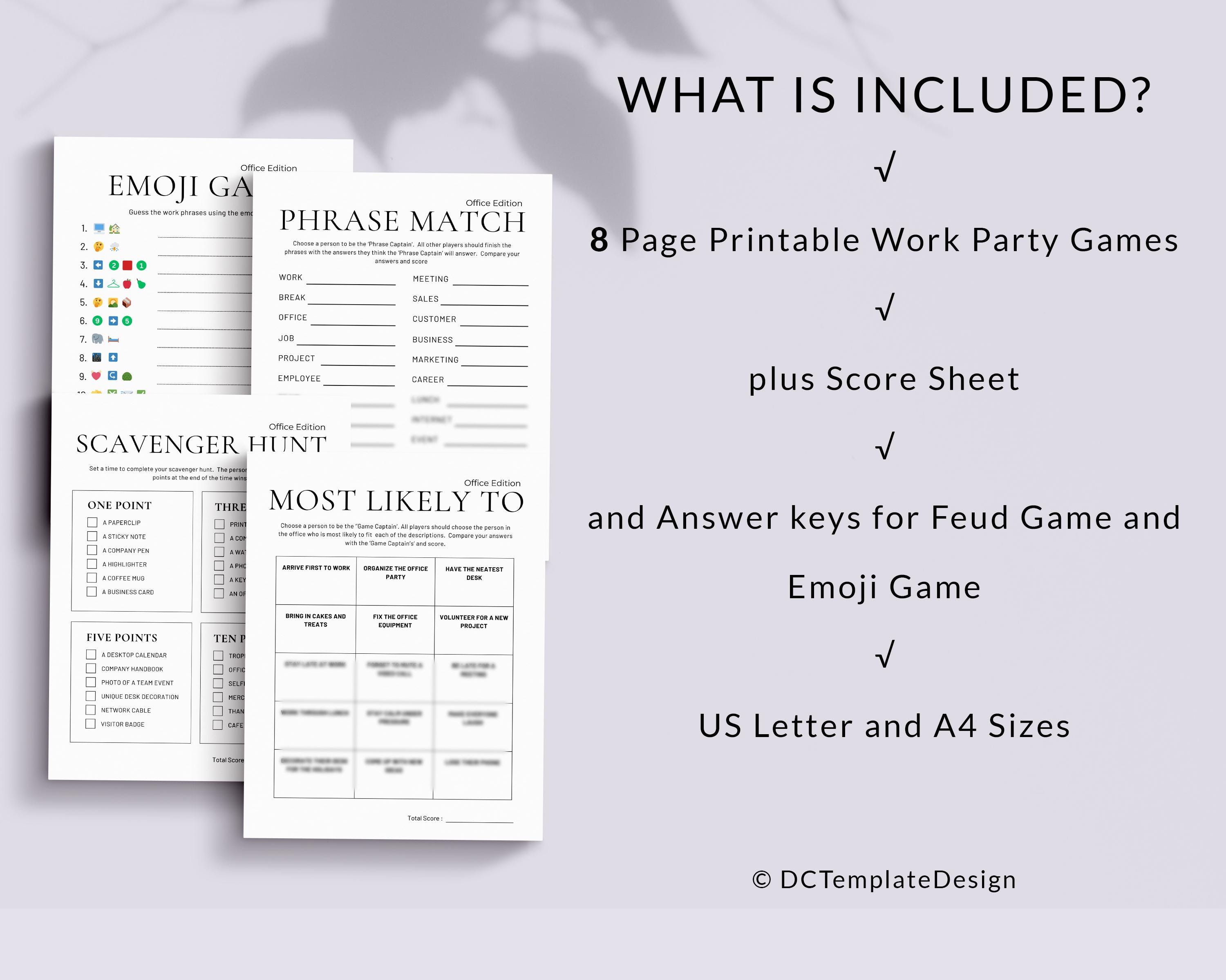 Office Party Games Bundle, Work Party Games Printable, Staff Party ...