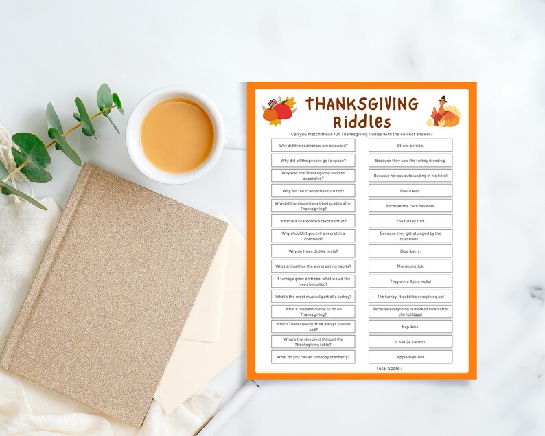 Thanksgiving Riddle Game, Thanksgiving Games for Family, Thanksgiving ...