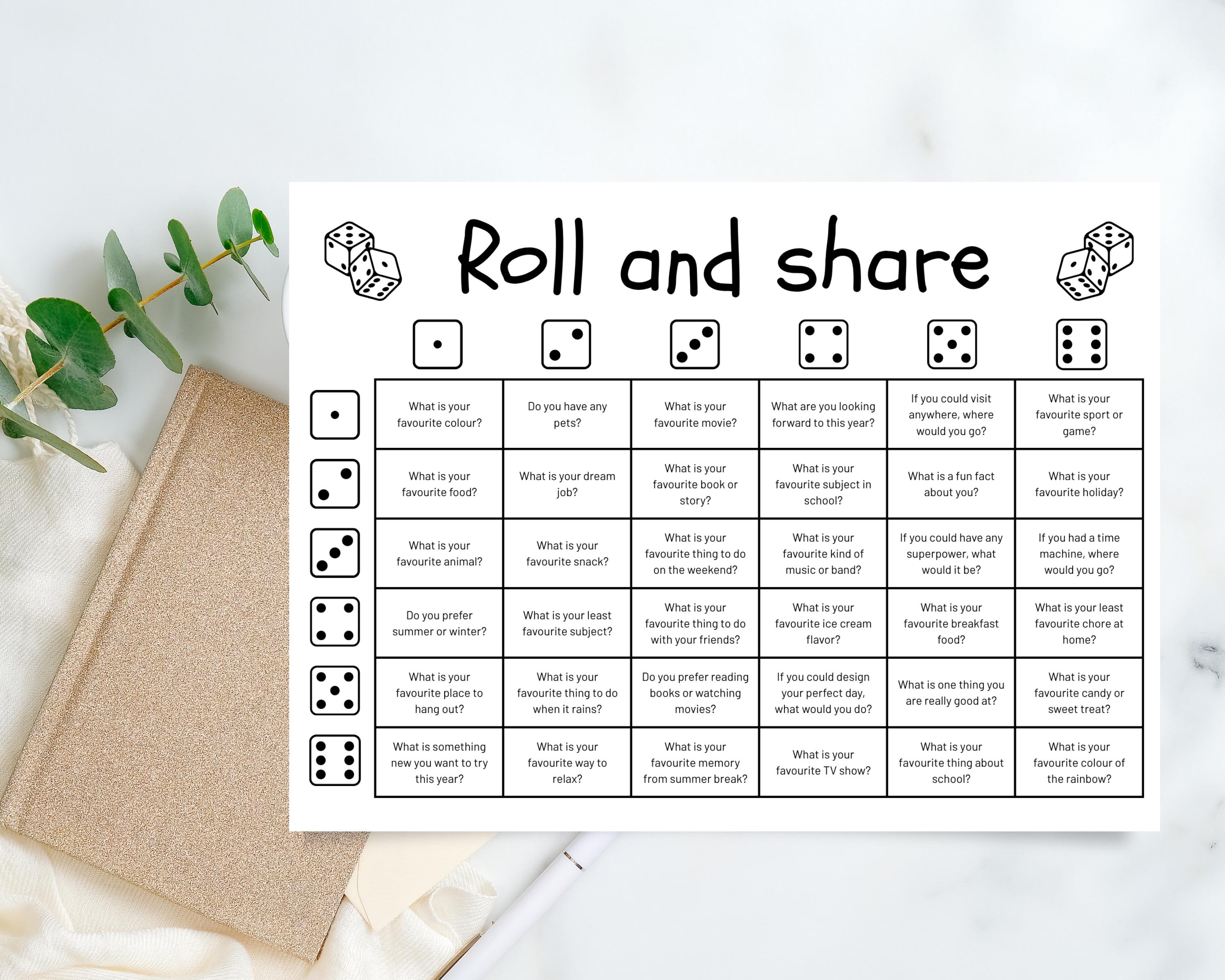 Dicebreaker Roll and Tell Game, Back to School Icebreaker Activity for ...