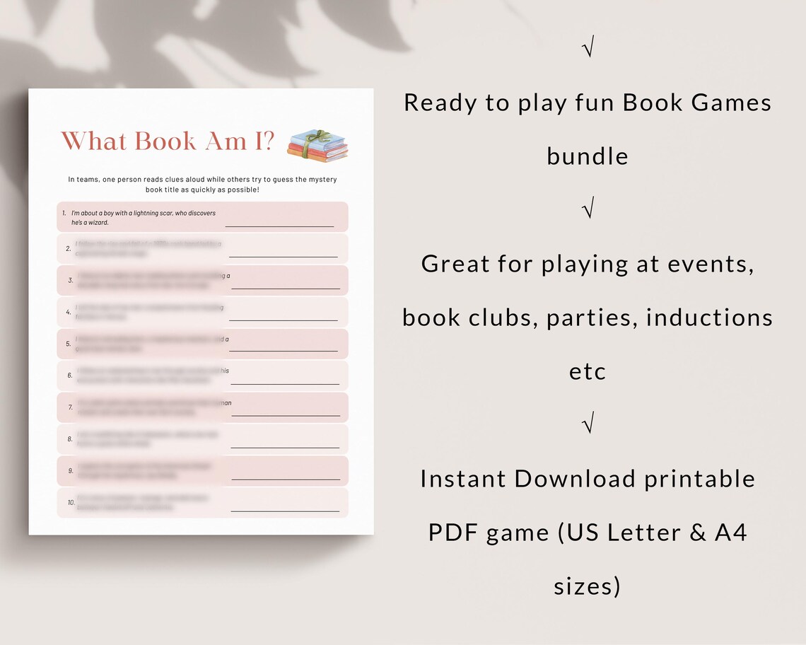 Book Club Games Printables, Book Club Party Games, Book Club Quiz ...