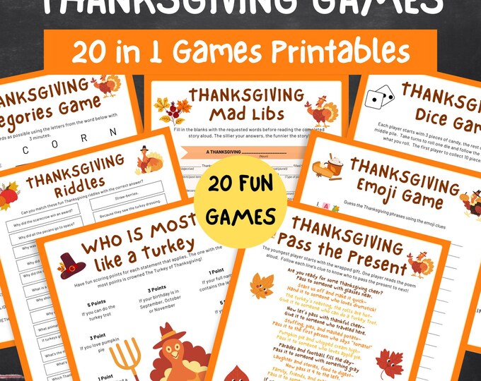 Thanksgiving Printable Games Thanksgiving Games Bundle Thanksgiving Kid ...