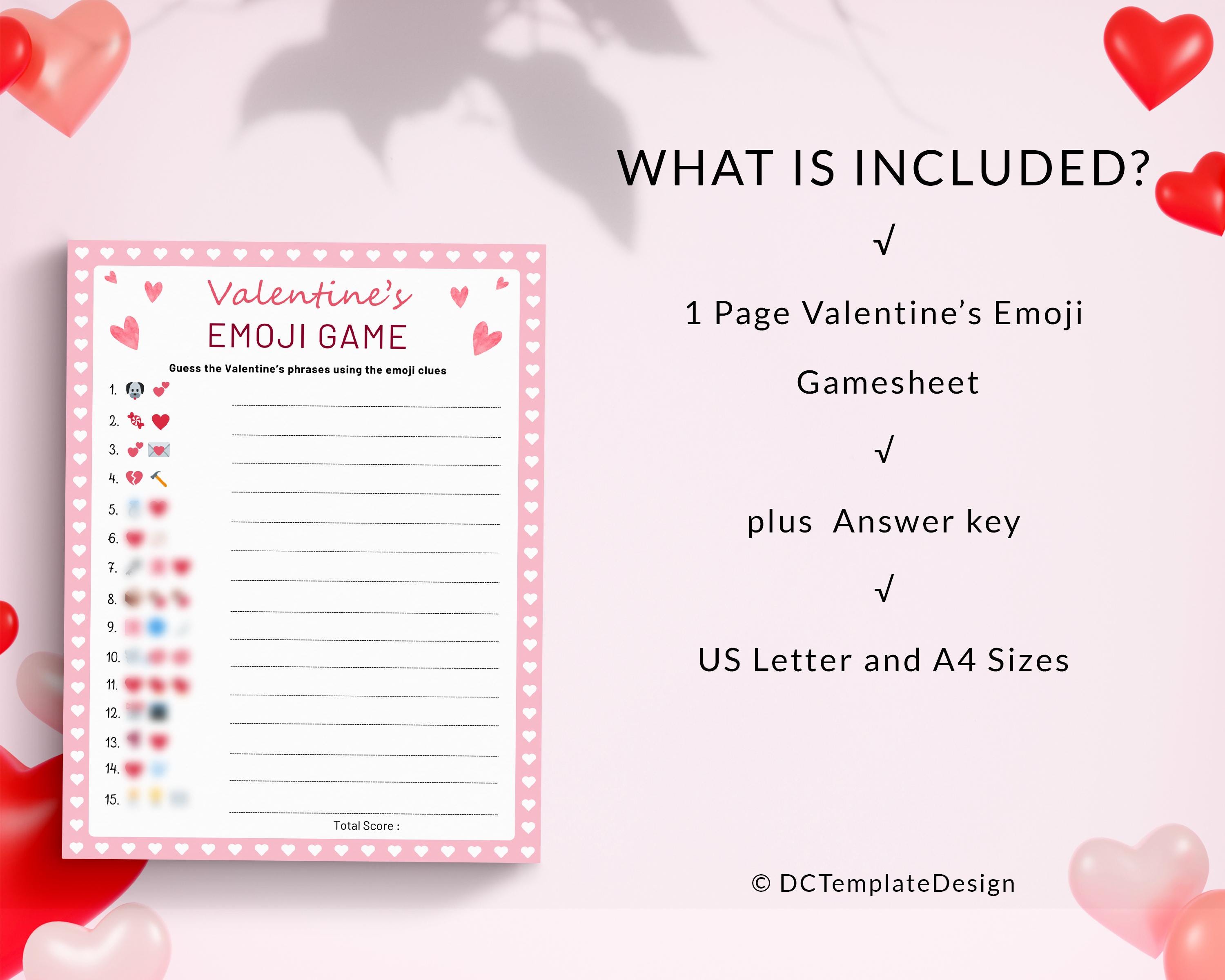 Valentine's Day Emoji Game, Valentine's Day Activity, Valentine's Day ...