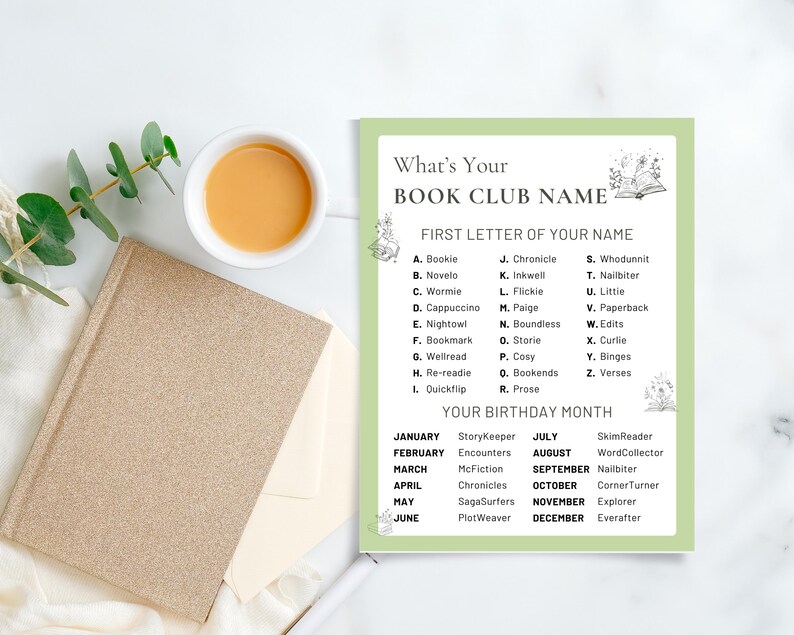 Book Club Game, Book Club Name Game, Book Club Icebreakers, Book Club ...